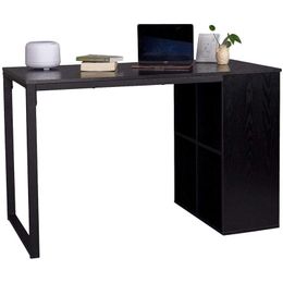 Schreibtisch Computertisch mit 4 Ablage Holz & Stahl schwarz - schwarz - WOLTU