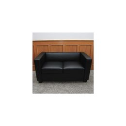 MCW 2er Sofa Lille ~ Leder, schwarz