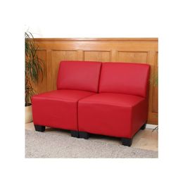 MCW Modular 2-Sitzer Sofa Couch Moncalieri, Kunstleder ~ rot, ohne Armlehnen