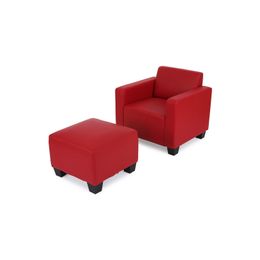 MCW Modular Sessel Loungesessel mit Ottomane Moncalieri, Kunstleder ~ rot