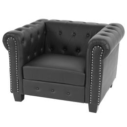 MCW Luxus Sessel Loungesessel Relaxsessel Chesterfield Edingburgh Kunstleder ~ eckige Füße, schwarz