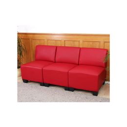 MCW Modular 3-Sitzer Sofa Moncalieri, Kunstleder ~ rot, ohne Armlehnen