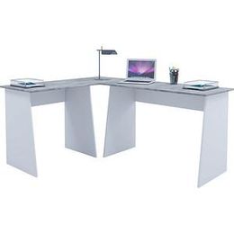 Vcm my office Masola Schreibtisch weiß, beton rechteckig, 4-Fuß-Gestell weiß 135,0 x 105,0 cm