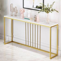 Konsolentisch xxl Beistelltisch Flurtisch Marmor, Ablagetisch Dekotisch Sideboard Beistelltisch mit goldenem Metallrahmen Wohnzimmer Eingangsbereich,