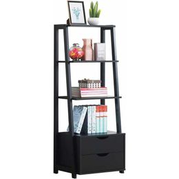 Costway - Bücherregal, Standregal mit 2 Schubladen & 2 Ablagen, modernes Leiterregal, Ausstellungsregal für Zuhause, Büro, Badezimmer, 52 x 40 x 133