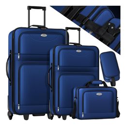 Kesser® 4tlg Trolley Kofferset Reisekoffer Set mit Rollen Komplettes Business 4er Set S M L XL Netzfach Rollen Teleskopgriff Koffer Reisetaschen Stoffkoffer Handgepäck