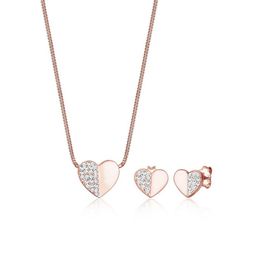 Elli Schmuckset Herz Liebe Kristalle 925 Silber Playful, goldfarben