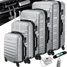 Kesser® 4tlg. Hartschalenkofferset Hartschalenkoffer Reisekoffer Set Reisekofferset Trolley Koffer Inkl. Kofferwaage + Gepäckanhänger Rollkoffer Schloss 4 Rollen ABS-Hartschale Teleskopgriff S-M-L-XL