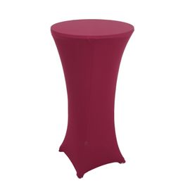 Set Stehtisch + Stehtischhusse MCW-J30, Bistrotisch Tischhusse, klappbar h&ouml;henverstellbar &Oslash; 60cm ~ Husse bordeaux-rot