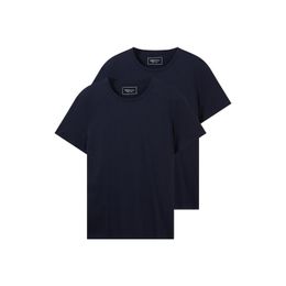 Tom Tailor Denim Herren Basic T-Shirt im Doppelpack, blau, Uni, Gr. S