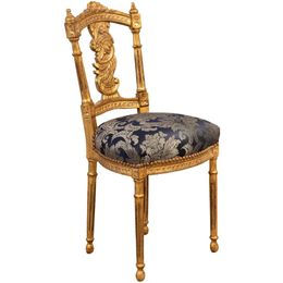 Biscottini Louis-XVI-Stuhl im französischen Stil aus massivem Buchenholz - Gold und Blau