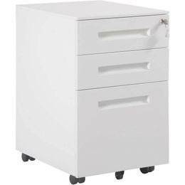 WOLTU - Rollcontainer Büroschrank mit 3 Schubladen weiß - weiß