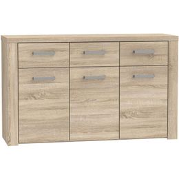 Sideboard Sonoma Eiche Sonoma Eiche Kommode Modern - 136x83x41,3 cm (BxHxT) - Highboard Anrichte Tisch - [Cosima.two] Wohnzimmer Wohnstube Büro