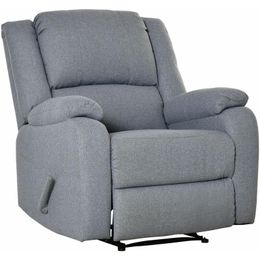 HOMCOM - Relaxsessel mit Liegefunktion Fernsehsessel TV-Sessel Sessel mit Seitentasche Leinenartiges Polyester Grau 90 x 96 x 98 cm - Hellgrau