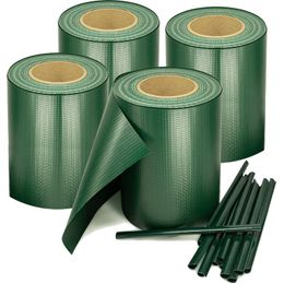 Pvc Sichtschutzstreifen 140 Meter Doppelstabmatten Zaun 4er Set - 4 Rollen á 35m x 19cm inkl.120 Befestigungsclips Zaunfolie Sichtschutz Windschutz