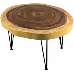 Licht-Erlebnisse - Couchtisch Holz Unikat Baumscheibe Hairpin Legs Baumkante Kaffeetisch - Natur Holz