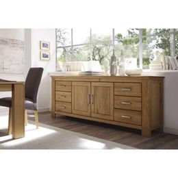 58 aufm Kessel Sideboard Teilmassiv Iantha 220x85x47 Anrichte Wildeiche natur geölt 20096