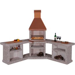 Wellfire Grillkamin Außenküche Toskana, BxTxH: 188x73x19 cm, grau|rot