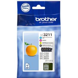 Brother LC-3211 Value Pack Tintenpatrone (Packung, 4-tlg), bunt|schwarz
