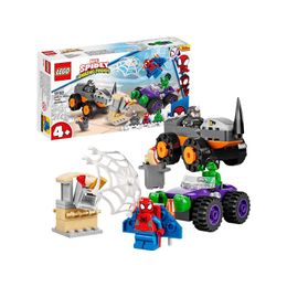 Lego Marvel 10782 Hulks und Rhinos Truck-Duell Bausatz, Mehrfarbig