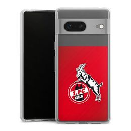 DeinDesign Handyhülle 1. FC Köln Offizielles Lizenzprodukt EffZeh 1. FC Köln rot, Google Pixel 7 Silikon Hülle Bumper Case Handy Schutzhülle, weiß