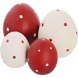 Dekoleidenschaft Osterei "Pünktchen" aus Terracotta, rot / weiß, Osterdeko, Figurenset, Dekoei (4 St., im Set), Ostereier Set, Osterdekoration