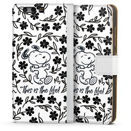 DeinDesign Handyhülle Peanuts Blumen Snoopy Snoopy Black and White This Is The Life, Huawei P10 Hülle Handy Flip Case Wallet Cover Handytasche Leder