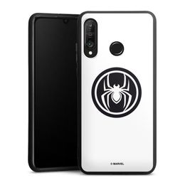 DeinDesign Handyhülle Spider-Man Spider Logo White, Huawei P30 Lite Premium Silikon Hülle Premium Case Handy Schutzhülle, schwarz