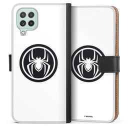 DeinDesign Handyhülle Spider-Man Spider Logo White, Samsung Galaxy A22 4G Hülle Handy Flip Case Wallet Cover, schwarz