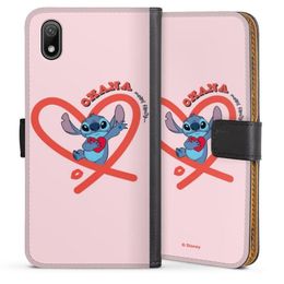 DeinDesign Handyhülle Stitch Ohana Pink Heart, Huawei Y5 (2019) Hülle Handy Flip Case Wallet Cover Handytasche Leder, schwarz