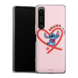 DeinDesign Handyhülle Stitch Ohana Pink Heart, Sony Xperia 1 IV Silikon Hülle Bumper Case Handy Schutzhülle, weiß