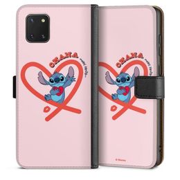 DeinDesign Handyhülle Stitch Ohana Pink Heart, Samsung Galaxy Note 10 lite Hülle Handy Flip Case Wallet Cover, schwarz