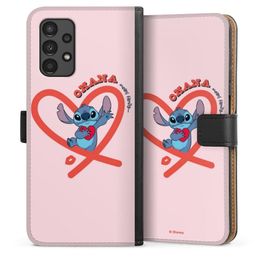 DeinDesign Handyhülle Stitch Ohana Pink Heart, Samsung Galaxy A13 4G Hülle Handy Flip Case Wallet Cover, schwarz