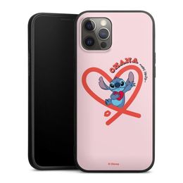 DeinDesign Handyhülle Stitch Ohana Pink Heart, Apple iPhone 12 Pro Max Silikon Hülle Premium Case Handy Schutzhülle, schwarz