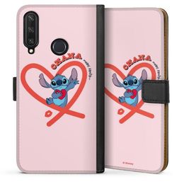 DeinDesign Handyhülle Stitch Ohana Pink Heart, Huawei Y6p Hülle Handy Flip Case Wallet Cover Handytasche Leder, schwarz