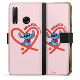 DeinDesign Handyhülle Stitch Ohana Pink Heart, Huawei Honor 20 Lite Hülle Handy Flip Case Wallet Cover, schwarz