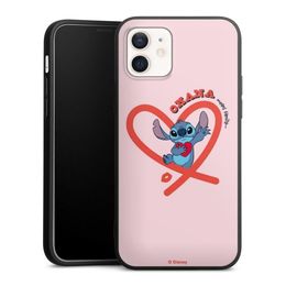 DeinDesign Handyhülle Stitch Ohana Pink Heart, Apple iPhone 12 Silikon Hülle Premium Case Handy Schutzhülle, schwarz
