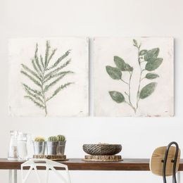 Bilderwelten Leinwandbild 2-teilig Pfl&auml;nzchen Wandbild S-XXL Kunstdruck Print Wohnzimmer,Schlafzimmer,Flur,Esszimmer