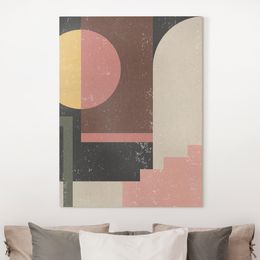 Bilderwelten Leinwandbild originell Illustration Kunstdruck beige - Das gute Leben - Wandbild XXL Wohnzimmer Schlafzimmer