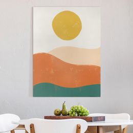 Bilderwelten Leinwandbild originell Illustration Kunstdruck rosa - Sonnenj&auml;ger - Wandbild XXL Wohnzimmer Schlafzimmer