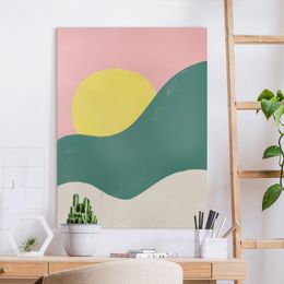 Bilderwelten Leinwandbild originell Illustration Kunstdruck beige - Sonnenj&auml;ger II - Wandbild XXL Wohnzimmer Schlafzimmer