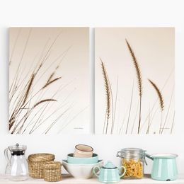 Bilderwelten Leinwandbild 2-teilig Feldgrass in Sepia Wandbild S-XXL Kunstdruck Print Wohnzimmer,Schlafzimmer,Flur,Esszimmer