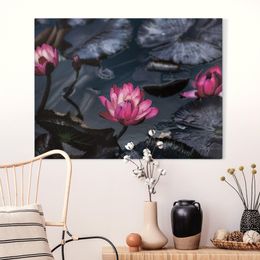 Bilderwelten Leinwandbild 2-teilig Palmenblatt Komposition Wandbild S-XXL Kunstdruck Print Wohnzimmer,Schlafzimmer,Flur,Esszimmer