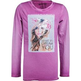 Blue Effect Langarmshirt Mädchen Langarmshirt Face Blumen mit Wendepailletten fuchs (1-tlg), lila