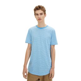 Tom Tailor Denim Herren Gestreiftes Long T-Shirt, blau, Streifenmuster, Gr. L