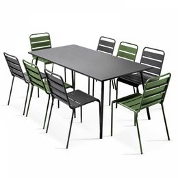 Tischset anthrazitgrau + 8 Stühle in den Farben Cactus grün - Grüner Kaktus