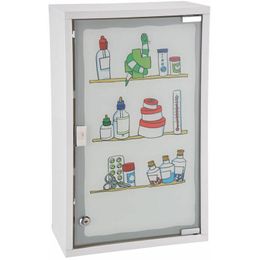 Spetebo - xxl Medizinschrank mit bunter Milchglas Tür - 50 x 30 cm - Arzneischrank Erste Hilfe Hausapotheke