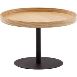 FineBuy - Couchtisch 61x61x40 cm Sofatisch Holz / Metall Wohnzimmertisch Eiche, Design Stubentisch Modern Rund, Holztisch Kaffeetisch, Tisch