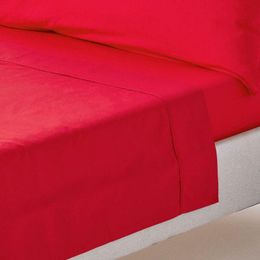 Homescapes - Bettlaken ohne Gummizug rot, Fadendichte 200, 178 x 255 cm - Rot