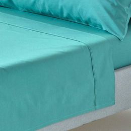 Homescapes - Bettlaken ohne Gummizug seegrün, Fadendichte 200, 240 x 275 cm - Seegrün